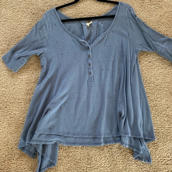 Free People | Tops | Free People Distressed Henley | Poshmark